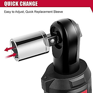 Eastvolt 12V Cordless Electric Ratchet Wrench Set, 3/8 Inch 35 Ft-lbs Power Wrench Tool Kit with Fast Charger, 2.0Ah Lithium-Ion Battery, 7-Pieces 3/8 Inch Metric Sockets and 1/4" Adaptor, Black + Red