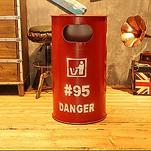 KKNH Trash Can Trash Can Retro Craft Iron Garbage Can Creative Semi-Circular Garbage Bin with Lid Large Capacity Rubbish Bin Home and Office (Color : B)