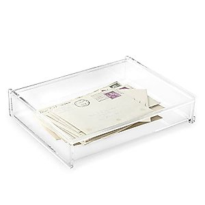 Huang Acrylic Clear Acrylic Catch All Box with Hinge Lid | 7.25"x9" Large Multipurpose Storage Box for Keepsakes, Jewelry, Trinkets