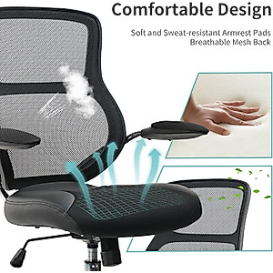 CLATINA Office Computer Desk Chair，Ergonomic High Back Mesh Rolling Work Swivel Task Chairs with Wheels and Arms for Home Bedroom Study Dorm Student Adults (Black) Set of 4