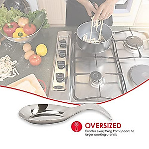 Home Basics Stainless Steel Spoon Rest, Kitchen Spoon Utensil Holder, Dishwasher Safe, Silver