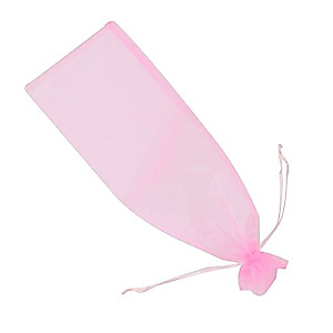 Wuligirl 20pcs Drawstring Organza Wine Bottle Bag 5.5 by 14.5 Inch Pink Wrapping Gift Bags Baby Shower Wedding Favors Party Charcoal Reusable Pouches Package Bags(20pcs Pink)