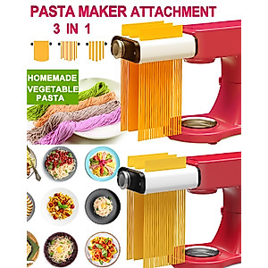 Pasta Maker Attachment for Kitchenaid/Cuisinart Stand Mixers, FDA Certified Noodle Maker- Pasta Roller Fettuccine Spaghetti Cutter 3 in 1, Pasta Roller and Cutter Set with Cleaning Brush