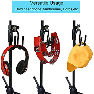 YYST Microphone Stand Clamp-On Studio Headphone Hanger Holder Hook Rack for Headphone, Cords, Tambourines, etc- No Instrument (1)