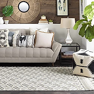 Hauteloom Glastonbury Wool Living Room, Bedroom Area Rug - Traditional, Transitional - Gray, White - 8' x 10'