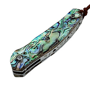 ALBATROSS Pocket Knife Abalone Seashells 6.5'' Modern Damascus Steel Knife Liner Lock Folding Knife Gift Box - HGDK015B