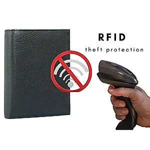 Texan Bull Bifold Genuine Leather RFID Blocking Wallet For Men Card Slots, 19 Cards, 2 ID Windows (Black)