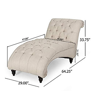 Christopher Knight Home Varnell Chaise Lounge, Beige + Dark Brown