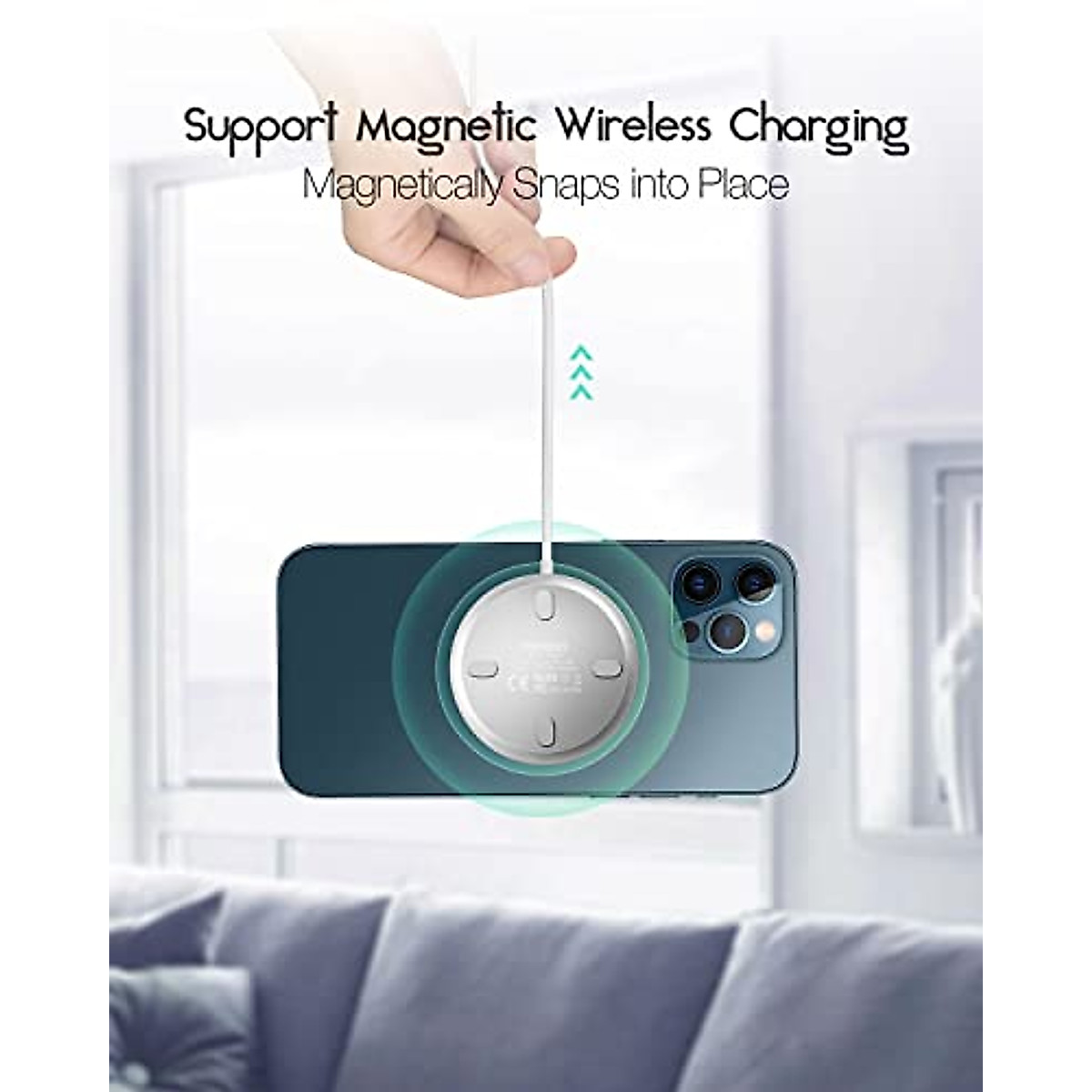 THREEKEY Magnetic Wireless Charger,15W Max Wireless Charging Pad with USB-C 20W PD Adapter, Compatible with MagSafe Charger for iPhone 14/14 Pro/14 Plus/14 Pro Max/iPhone 13/13 Mini/13Pro max,Silver