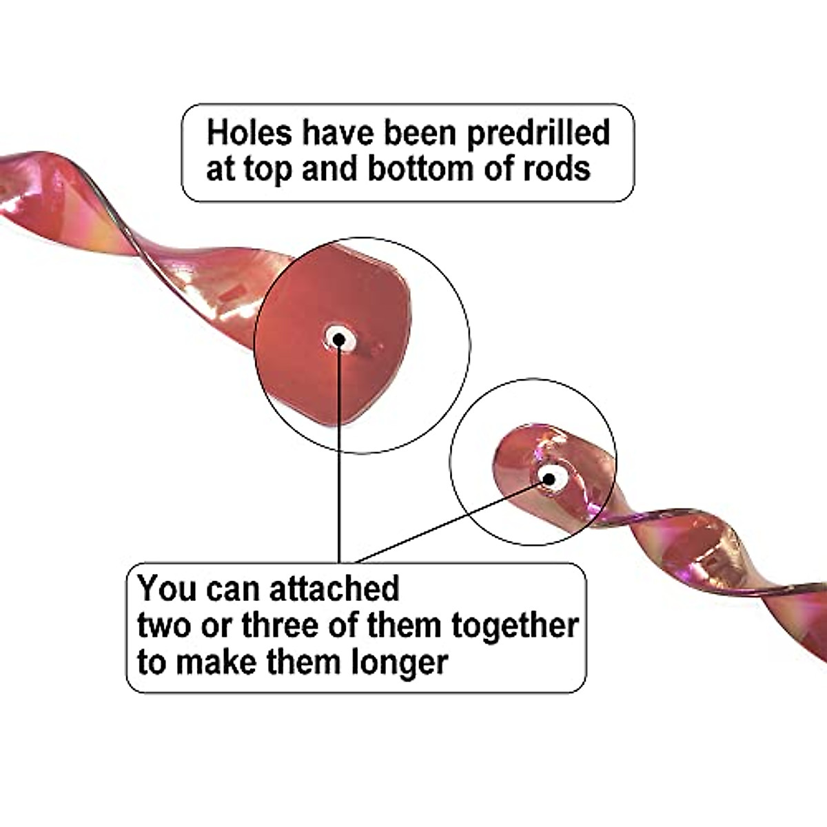 Reflective Bird Scare Devices Wind Twisting Bird Scare Rods Hanging Spiral Reflectors, 12 Pack 6 Colors