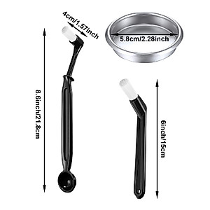 Zhehao Coffee Machine Brush Cleaner 4 Pieces Coffee Machine Brush with Spoon and 1 Piece 58 mm Stainless Steel Back Flush Insert Metal Blind Filter for Espresso Machine
