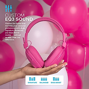 JLab Studio Pro Bluetooth Wireless Over-Ear Headphones, 50+ Hour Bluetooth 5 Playtime, EQ3 Sound, Ultra-Plush Faux Leather & Cloud Foam Cushions, Track and Volume Controls, Pink