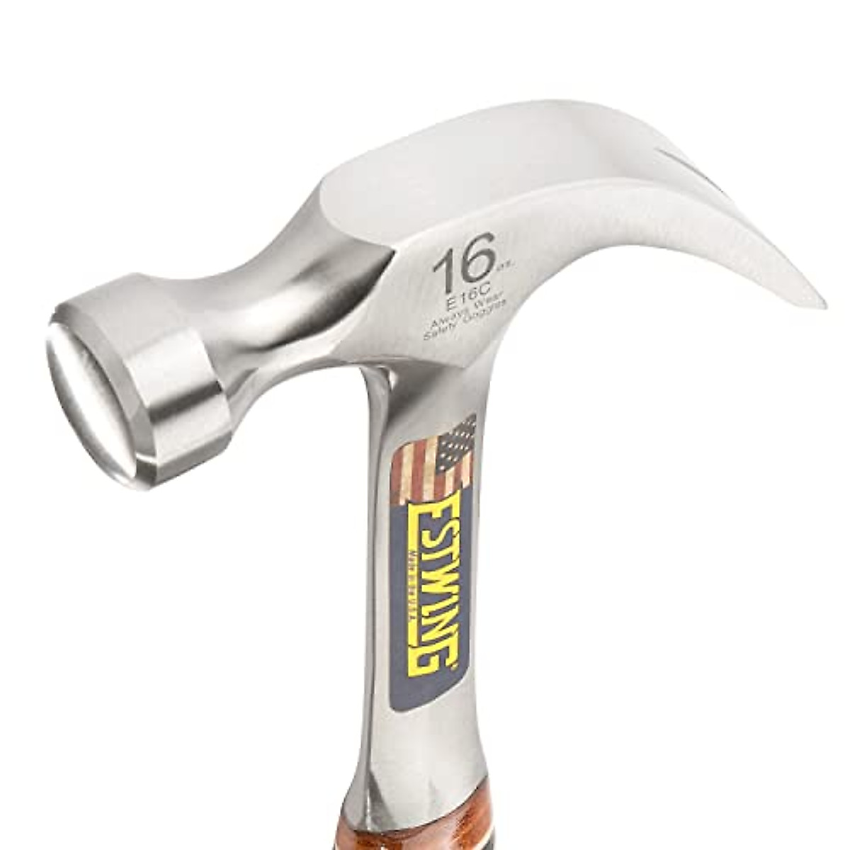 ESTWING Hammer - 16 oz Curved Claw with Smooth Face & Genuine Leather Grip - E16C