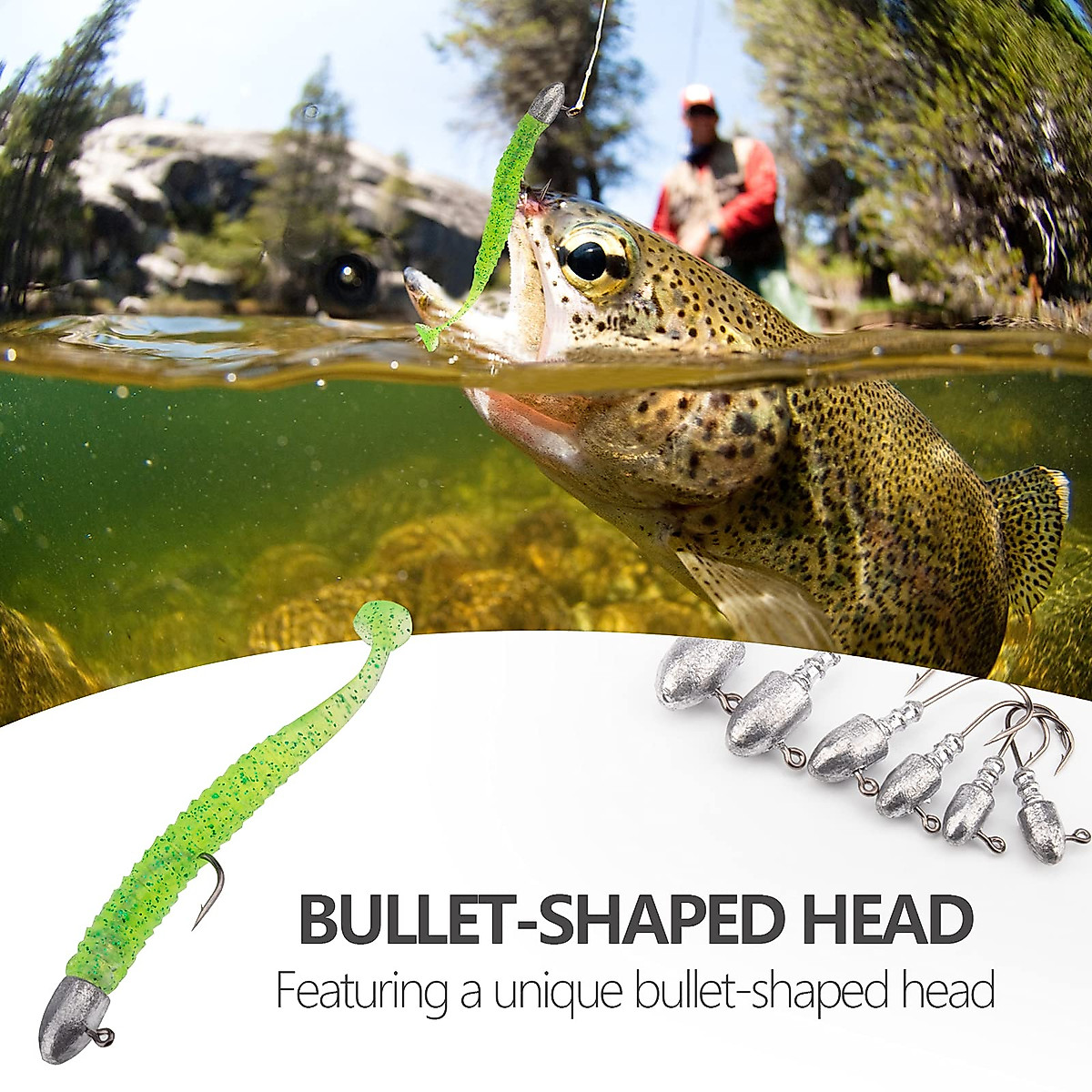THKFISH Bullet Jig Heads for Bass Crappie Fishing Saltwater Freshwater Walleye Panfish Jigs Swimbait Jig Head Hooks for Bass Trout 1/4oz (7g) 20pcs