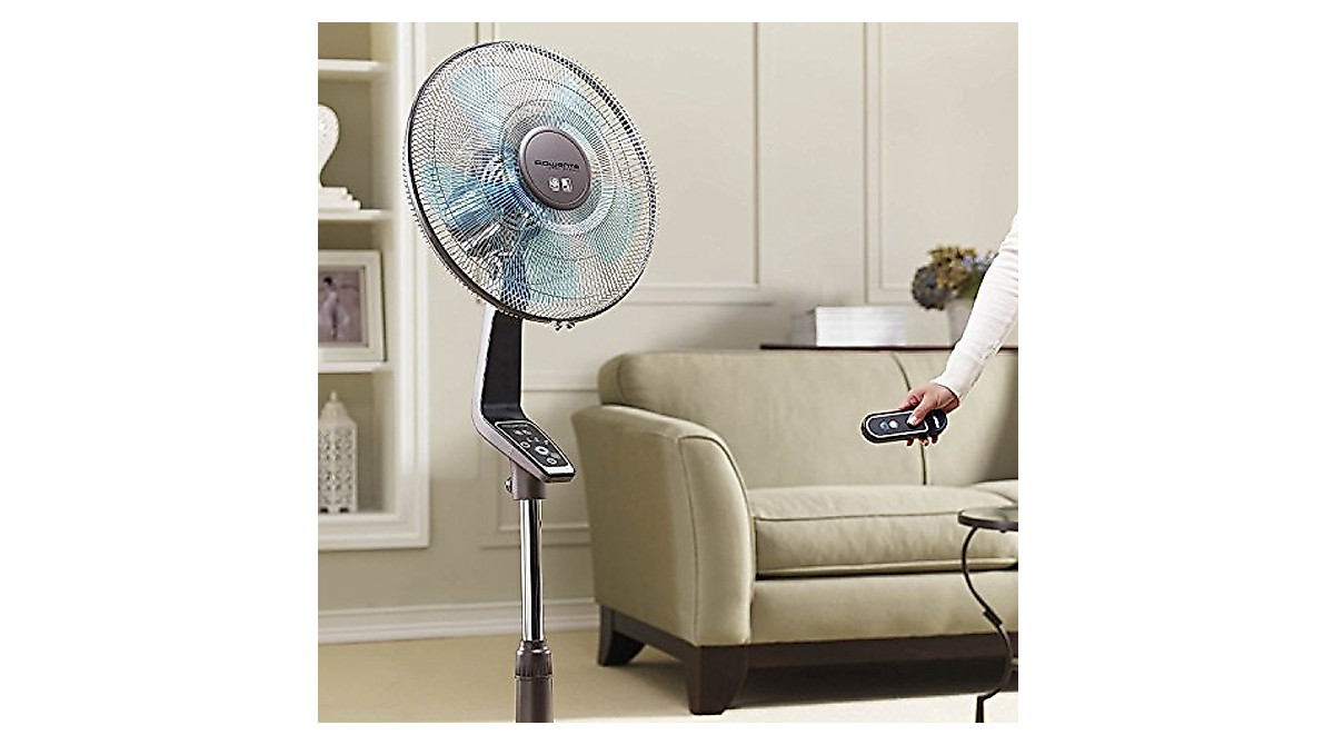 Rowenta VU5551 Fan - Quiet, Powerful 4-Speed Pedestal Fan with Remote