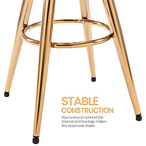 Brage Living 29-32.5 Inch Industrial Adjustable Bar Stool, Swivel Round Seat Metal Barstool with Legs, Backless Heavy Duty Airlift Bar Chair for Kitchen Dining Pub Cafe (Gold)