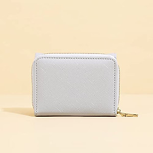 JIUFENG Women's Short Wallet Multi Purpose Zipper Folded Purses Coins Pouches Multi-card Position Card Organizer (Gray)