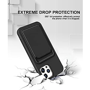 Silicone Card Case Compatible with iPhone 12/iPhone 12 Pro 6.1inch, Shock-Absorbing Protective Case with Card Holder, Soft Slim Wallet Case Compatible with iPhone 12/12 Pro (2020 Release)-Black
