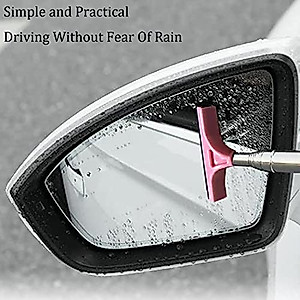 TRNOI Car Mirror Wiper 1PC,Telescopic Auto Mirror Squeegee Cleaner,Portable Cleaning Tool for All Car/SUV/Truck,Universal Car Accessories(Rose Red,1PC)