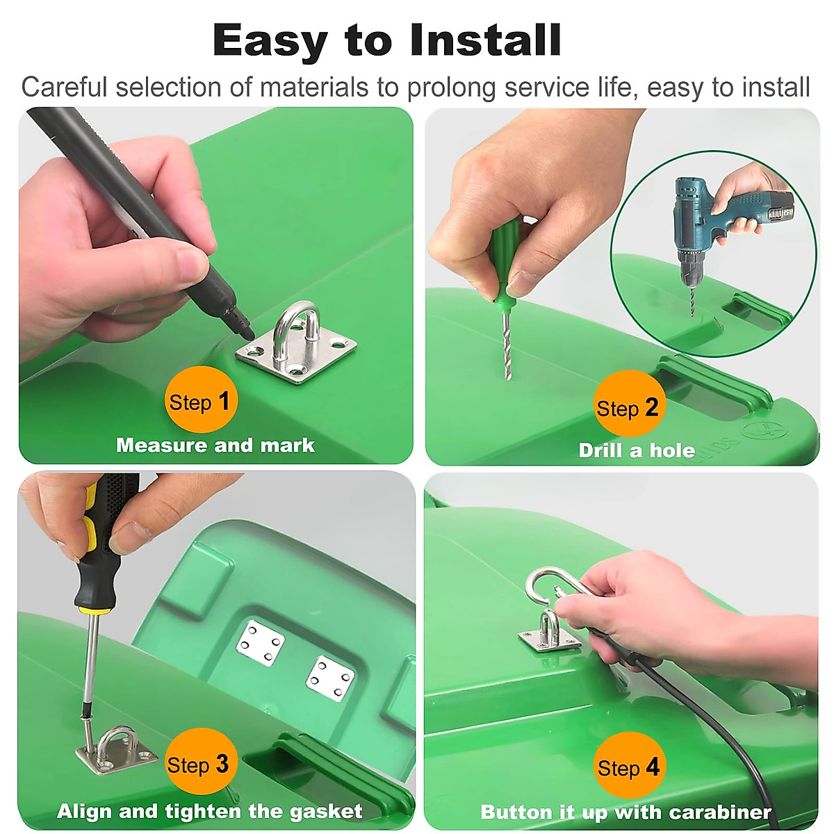 Dxmnoly Trash Can Locks Garbage Can Lid Lock for Animals, Keep Bears Raccoon Squirrels Away from Rummaging, Stainless Steel Bear Racoon Dog Proof Outdoor Trash Bin Lock with Upgraded Nut, 2 Pack