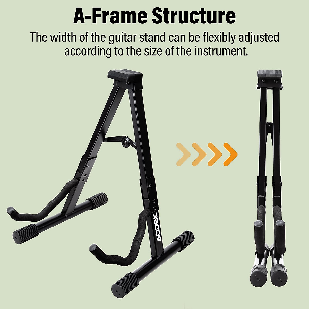 AODSK Guitar Stand Folding with adjustable A-Frame for Acoustic Classical and Electric Guitars Bass Ukulele Portable (Single Stand-Black)