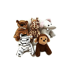 Playscene Suede Jungle/Zoo Animals, Assorted Suede Plush Jungle Animals (12 Piece Set)