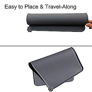 Lessmon Dog Cat Feeding Mat, Silicone Waterproof Pet Food Mat, Black