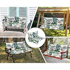 GPPSUNGD Swing Replacement Cushions with Backrest Outdoor Waterproof Overstuffed Bench Cushion 2-3 Seater for Garden Patio Furniture (60 X 40 Inch, Dark Gray)