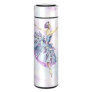 CaTaKu Watercolor Ballet Dancer Water Bottle Insulated 16 oz Stainless Steel Flask Thermos Bottle for Coffee Water Drink Reusable Wide Mouth Vacuum Travel Mug
