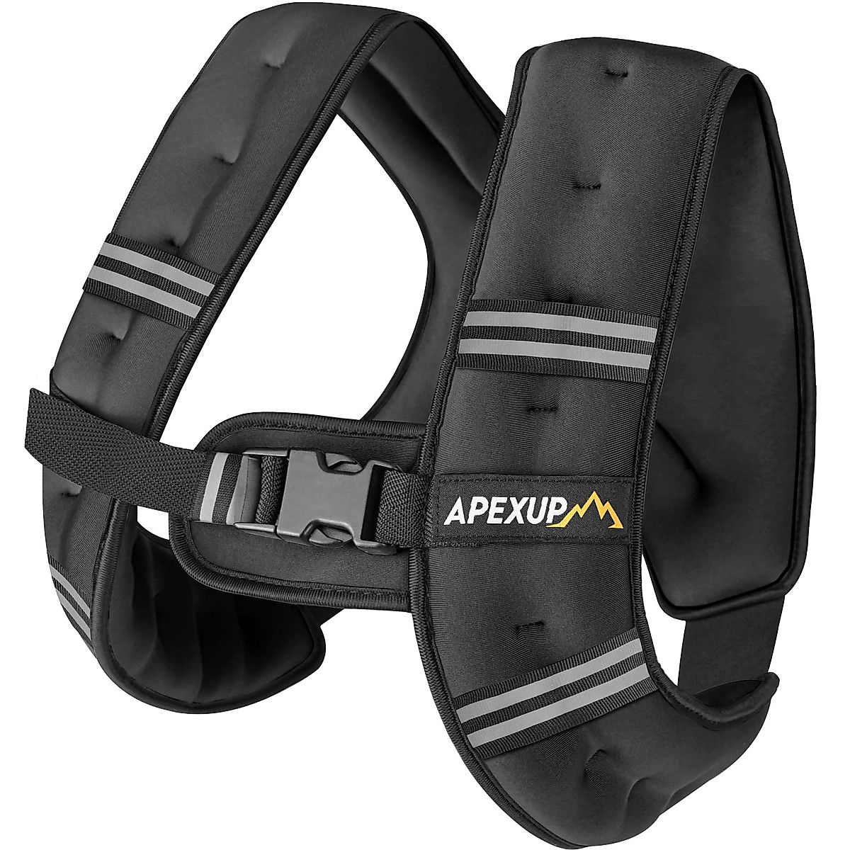 APEXUP Weighted Vest with 5lbs/10lbs/15lbs/20lbs/25lbs/30lbs Weights and Reflective Stripe, Weight Vest Men Women for Workout, Strength Training, Running (Black, 10lbs)