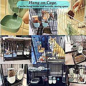 Kenond 35oz Hanging Automatic Pet Food Water Dispenser, Auto Gravity Pet Feeder and Waterer Set, Cage Cat Food Bowl Dog Feeding Station for Puppy and Kitten Rabbit Chinchilla Hedgehog Ferret