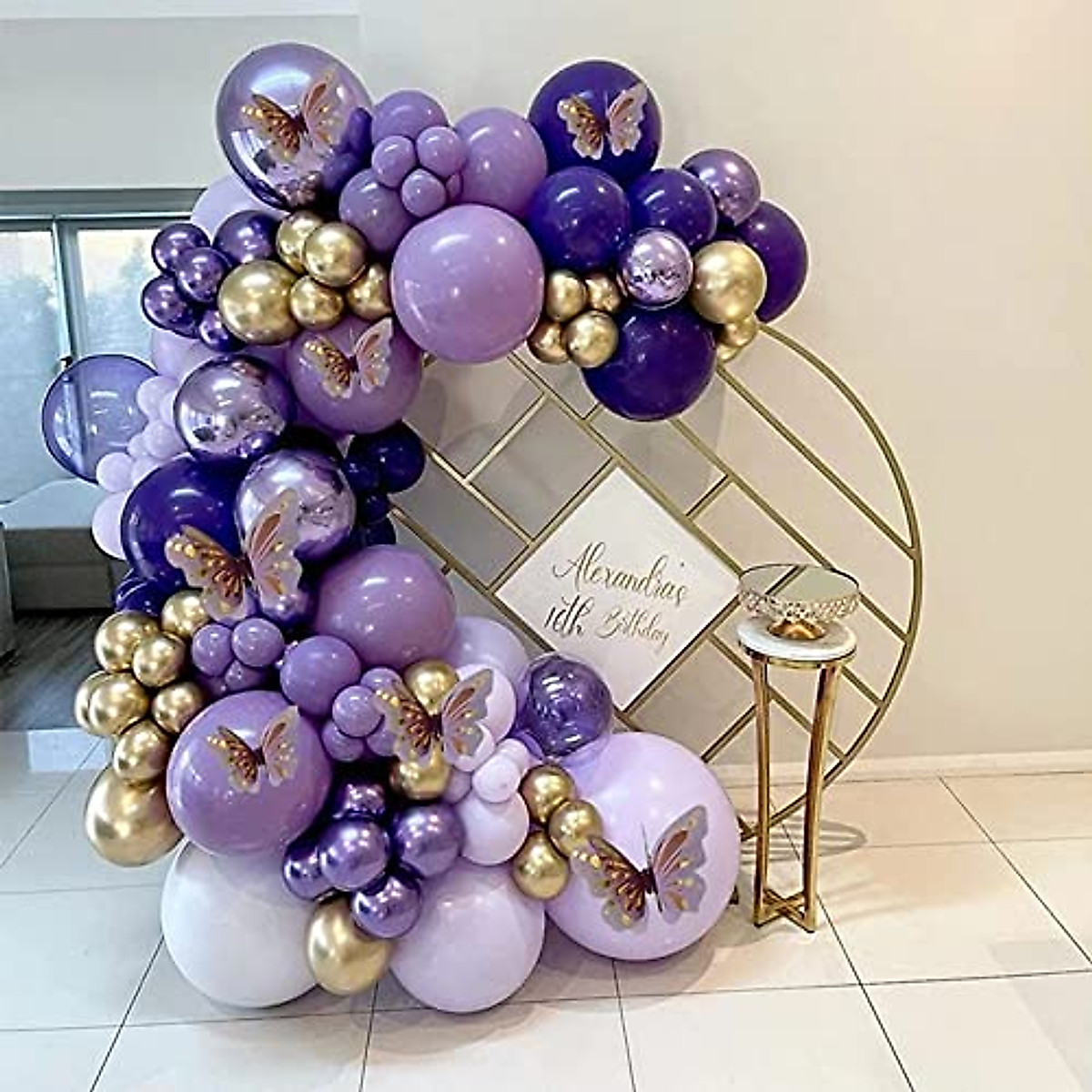 Purple Balloon Garland Kit Dark And Gold Arch Lavender Light Decoration For Baby Girl Princess Party Birthday