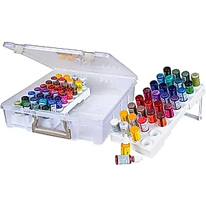 ArtBin 6959AB Bottle Storage Super Satchel, Portable Carrying Case - Organizes up to 32 individual 0.5oz Bottles, Clear