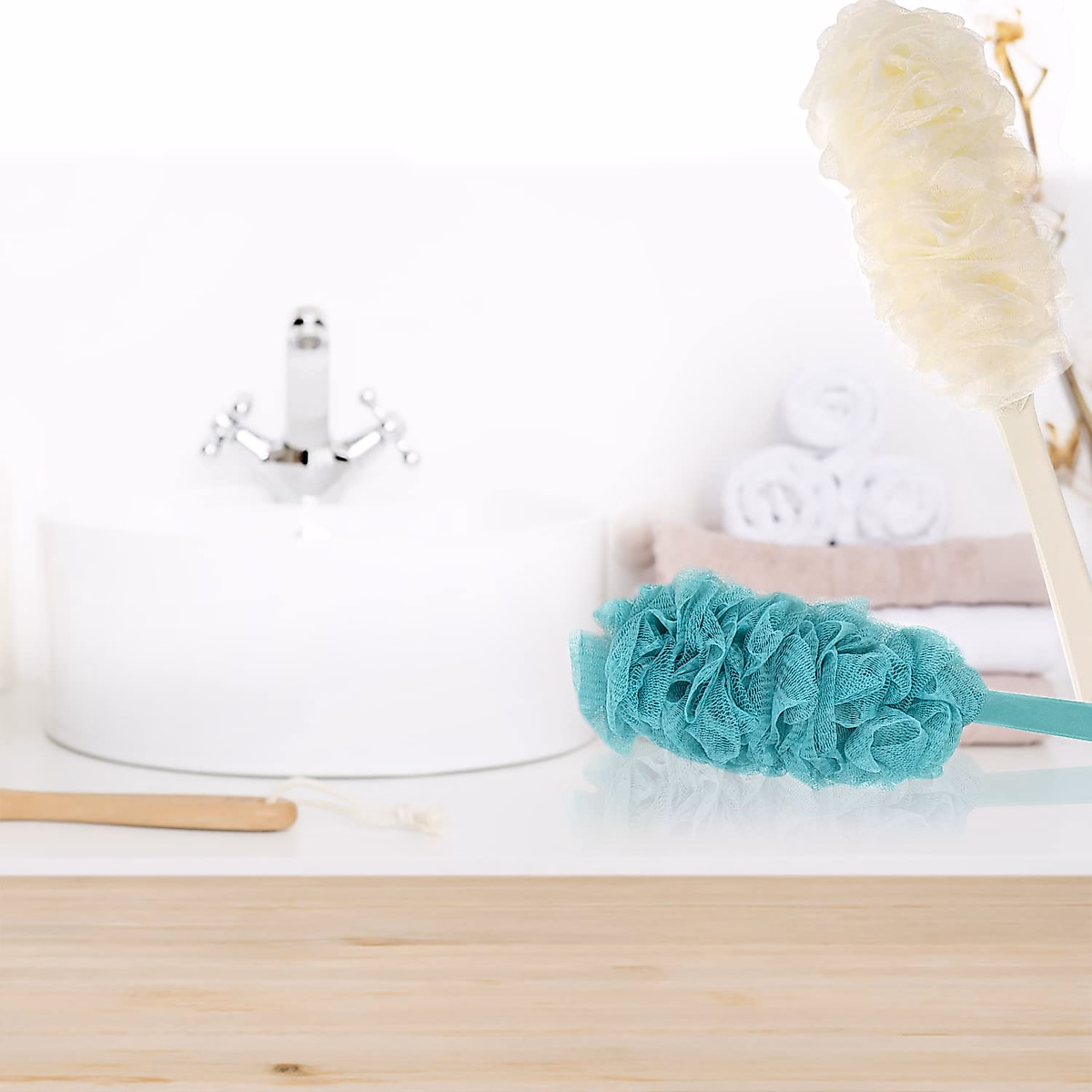 Back Scrubber for Shower, Long Handle Back Loofah Shower Brush, Bath Brush for Women Men, Soft Nylon Mesh Back Cleaner Washer, Loofah Sponge Exfoliating Body Scrubber for Skin Care