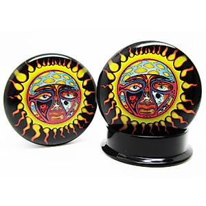 Pierced Republic Sublime Sun Ear Plugs - Acrylic Screw-On - 10 Sizes - *Pair* (2 Gauge (6mm))