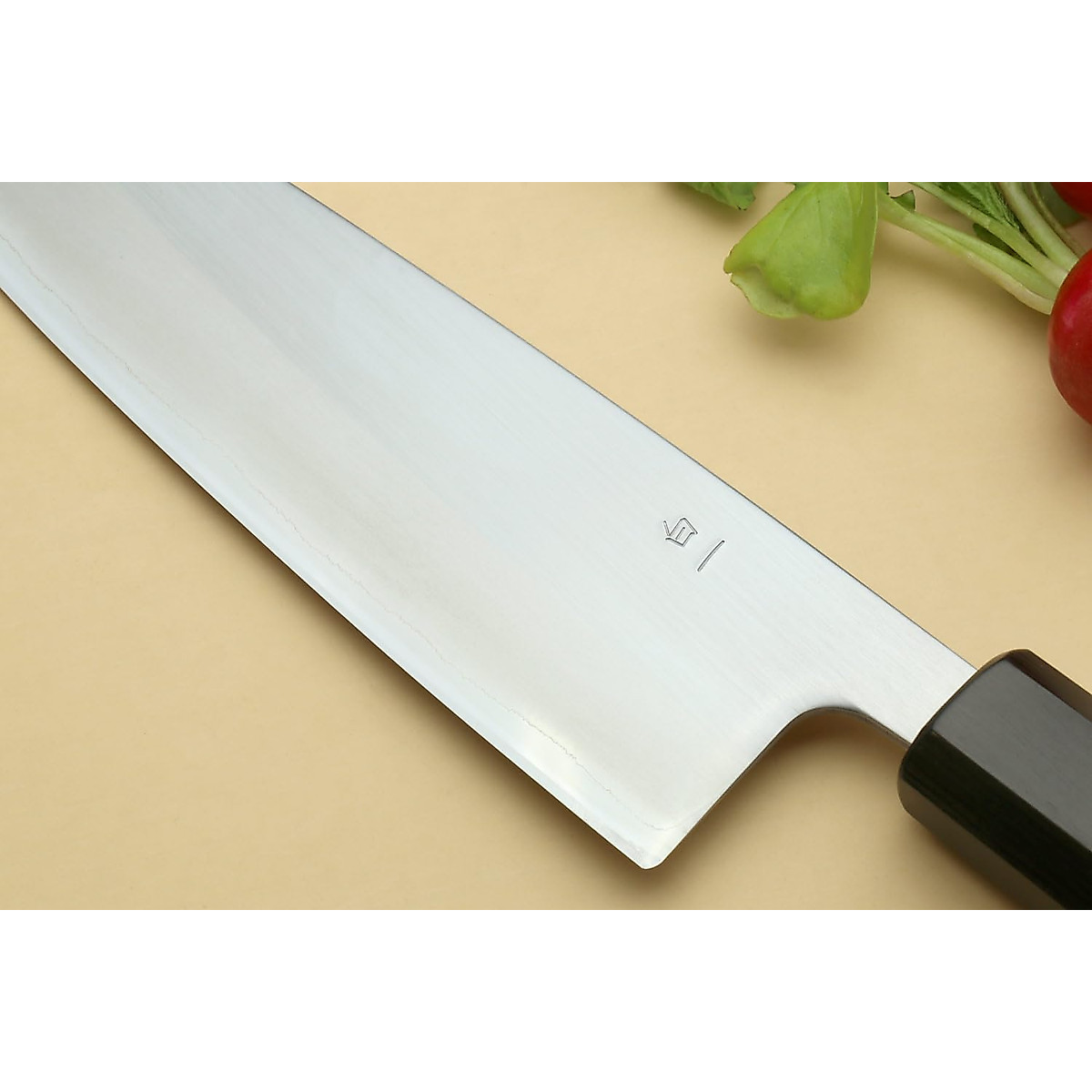 Yoshihiro White Steel #1 Stainless Clad Japanese Santoku Multipurpose Chef Knife with Rosewood Handle (6.5"(165mm) & Saya Cover)
