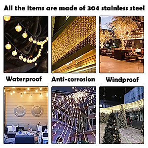 BESTEEL String Light Hanging Kit with 200 Feet Nylon Coated Stainless Steel 304 Wire Rope, String Lights Suspension Kit Included Enough Accessories, Humanized Collocation, Easy to Install