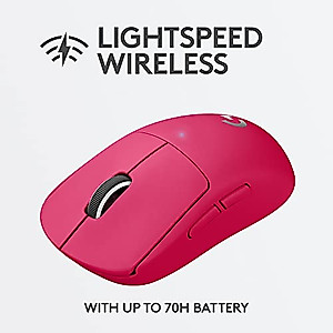Logitech G PRO X SUPERLIGHT Wireless Gaming Mouse, Ultra-Lightweight, HERO 25K Sensor, 25,600 DPI, 5 Programmable Buttons, Long Battery Life, Compatible with PC / Mac - Magenta
