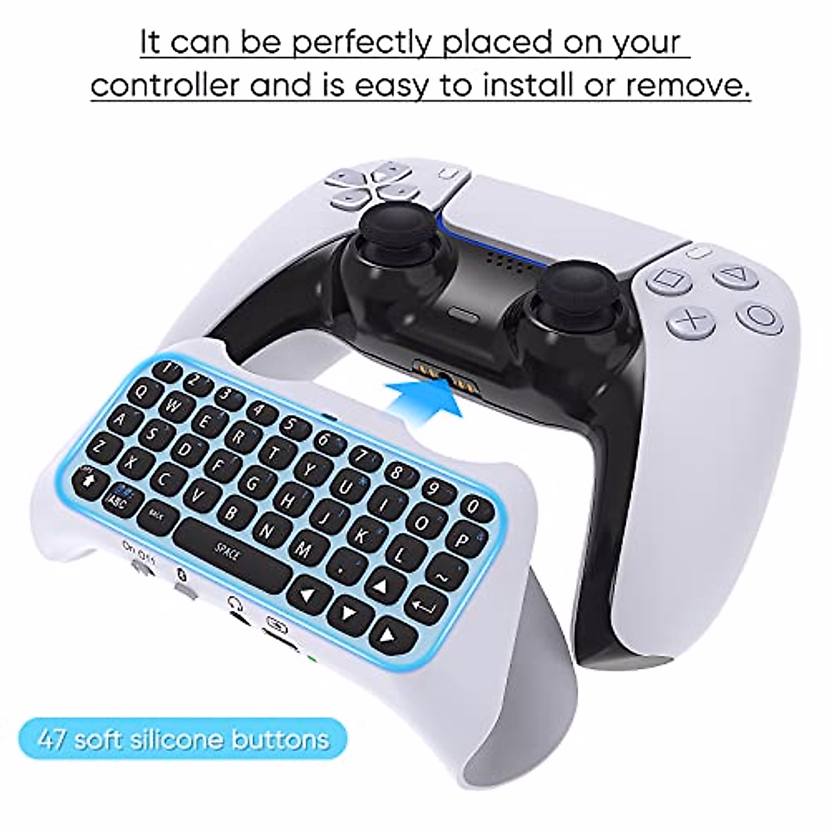 MENEEA Wireless Controller Keyboard for PS5, Bluetooth 3.0 Mini Portable Gamepad Chatpad with Built-in Speaker & 3.5MM Audio Jack for Playstation 5 Voice Chat Board for Messaging and Gaming Live Chat