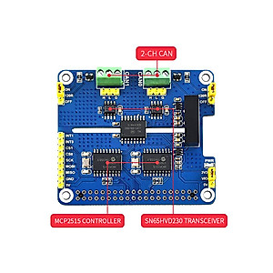 Coolwell Waveshare 2-Channel Isolated CAN Bus Expansion HAT for Raspberry Pi Series Boards MCP2515 + SN65HVD230 Dual Chips Solution Multi Allows 2-CH CAN Communication