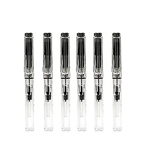 Lanxivi Yongsheng Calligraphy Fountain Pen Set Transparent Clear, 6 Assorted Tip Sizes for Art Drawing and Writing Signature