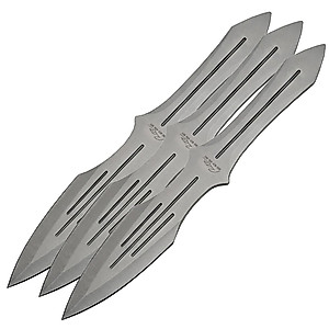SZCO Supplies 10” Balanced Full-Tang Professional Stainless-Steel 3 Piece Throwing Knife Set with Nylon Sheath, Silver (211230-SL)