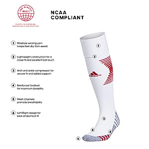 adidas Speed 3 Soccer Socks (1 Pair), White/Team Power Red, Large