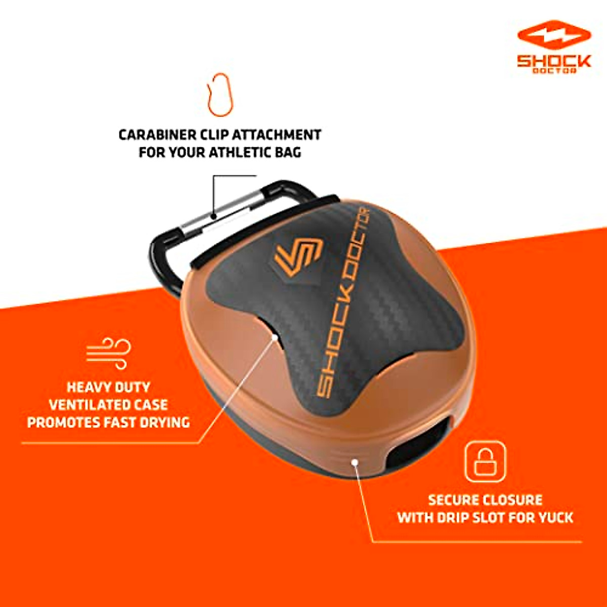 Shock Doctor Mouth Guard Case, Chrome Gold