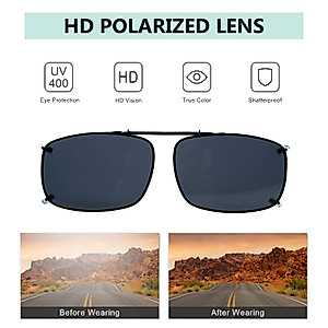 Eyekepper Wide Lens 3-pack Clip-on Polarized Sunglasses 57 * 39MM