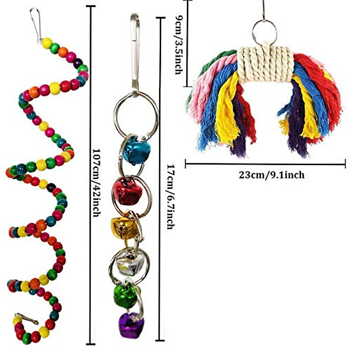HOMEJIA Bird Chew Toys 7pcs Pet Birds Cage Toys Bird Rope Bird Swing Climbing Standing Toys Suitable for Small Parakeets, Cockatiel, Budgies Conure, Macaws, Parrots, Love Birds, Mynah, Finches