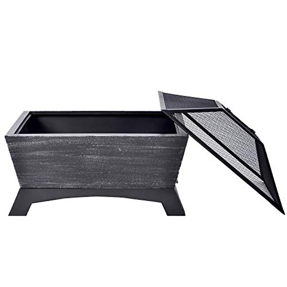 Fire Pit with Log Poker,Backyard Patio Garden Stove,Outdoor Fire Pit Table,Fire Pit Set,Wood Burning Pit,Mesh Screen for Outdoor Living, Family Use, Quality Steel,Dark Gray 25.9''x25.9''x17.1''