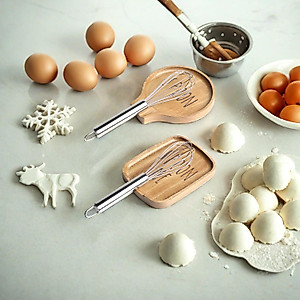 Set of 2 Wood Spoon Rest for Stove Top - Smooth Acacia Wood Spoon Holder for Kitchen Counter with Non Slip Silicone Feet,Perfect Holder for,Spatulas Tongs and Spoons, Brown (Labeled "SPOON")