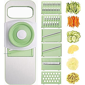 Bugucat Vegetable Chopper, Vegetable Cutter Food Slicer Dicer, 6 Interchangeable Blades Set Veggie Slicer Manual Slicer Kitchen for Garlic, Cabbage, Carrot, Potato, Tomato, Fruit, Salad