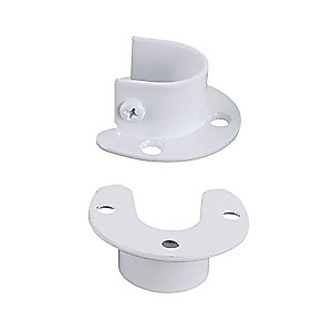 U Shape Shower Rod Holder 4pcs Curtain Rod Bracket Stainless Steel Closet Rod Holder 1" & 1-1/4" Diameter Heavy Duty Pole Flange Socket Black White